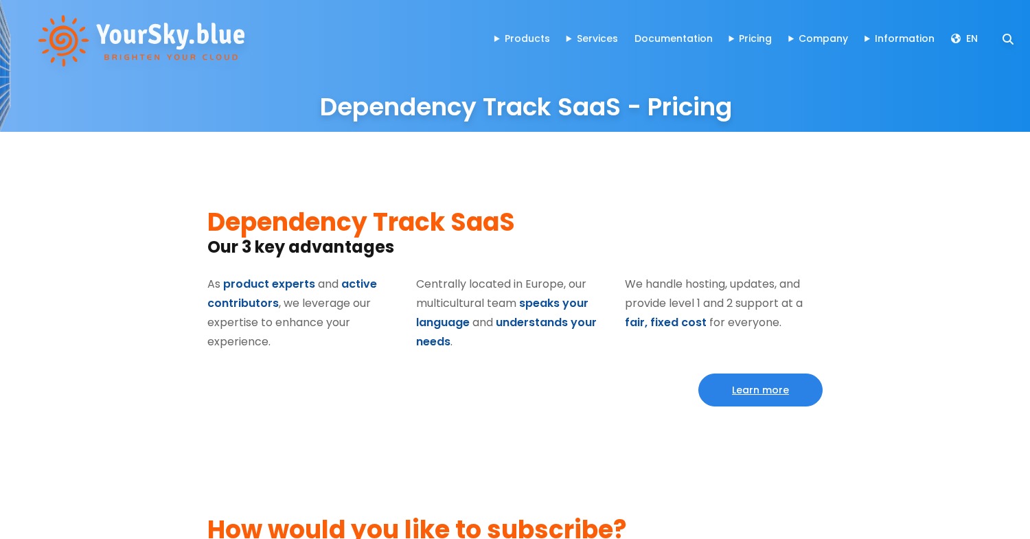 Dependency Track SaaS - Pricing